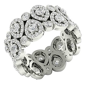 2 8/9 Ct Pear & Round Shape White Cubic Zirconia Tear Drop Design Eternity Wedding Engagement Band Ring In 14K White Gold Plated 925 Sterling Silver (2.90 Cttw) Ring Size - 6.5