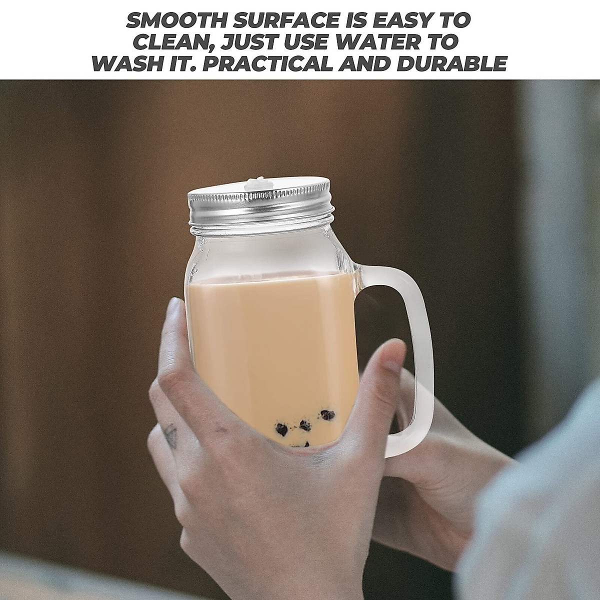 Luxshiny 1 Set Juice Glass Milk Tea Drinking Cup Covered Cup Coffee Cups Reusable Water Bottle with Handle Bottle Tumbler with Straw Cold Drink Cup Straw Mug Beverage Cup