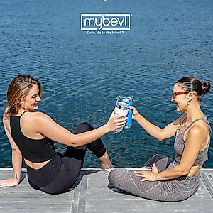 MyBevi Classic Premium Stainless Steel Tumbler with 12-Hour Temperature Control, Tritan Lid, and BPA-Free Construction | Aqua Sky, 26 oz