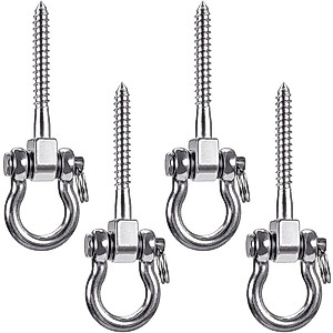SELEWARE Heavy Duty 180° Swing Hangers, Stainless Steel Eye Screw Bracket, 1800 LB Capacity Playground Yoga Hammock Rope Tire Web Chair Sandbag Punching Bag Porch Swing Sets (4 Pack)