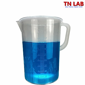 TN LAB Beaker Pitcher Measuring Cup Ultra-Strong Handle Polypropylene Plastic Graduated 5000ml 5L Holds 5.3 Quarts 1.25 Gallons