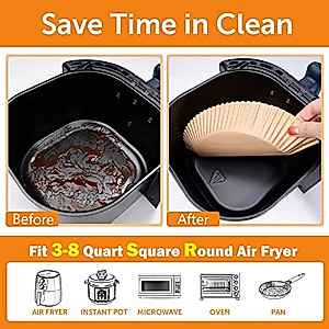 (120PCS Large Size) 8inch Air Fryer Disposable Paper Liner,Non-stick Disposable Air Fryer Liners,parchment paper sheets for baking,Air Fryer Accessories Oil-Proof Water-Proof basket