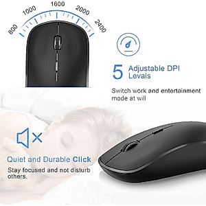 Wireless Keyboard and Mouse,J JOYACCESS 2.4G Ergonomic and Slim Wireless Computer Keyboard Mouse Designed for Windows, PC, Laptop,Tablet - Black Grey