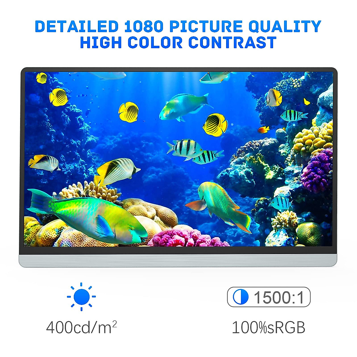 INOO Portable Monitor for Laptop, 16.1'' FHD 1080P USB-C Travel Monitor External IPS HDMI for Computer, Second Display Screen Extender with Kickstand for PC MacBook Phone Xbox Switch PS4/5