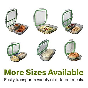 MyGo Container Pizza Slice To-Go Compartment Container, 9-1/4" X 8-1/4" X 2-1/2", Reusable, Microwave Safe, NSF Certified, Smoke/Green