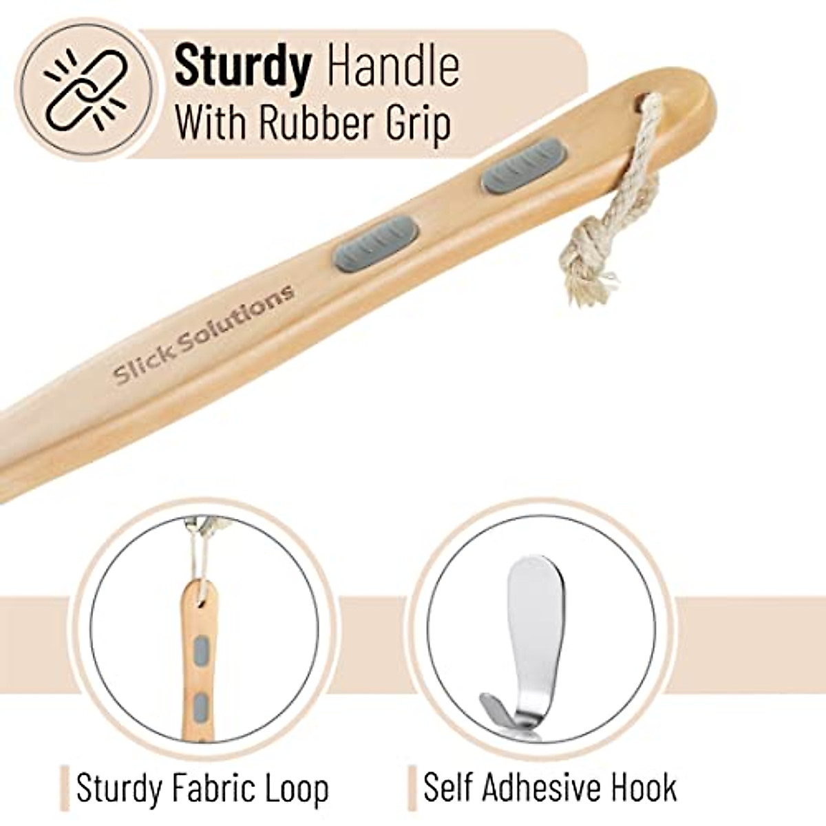 Slick- Shower Brush, Double Sided Shower Brush, Back Scrubber, Bath Brush, Back Brush, Back Brush Long Handle for Shower, Shower Brushes for Your Back, Bath Brush Long Handle for Shower