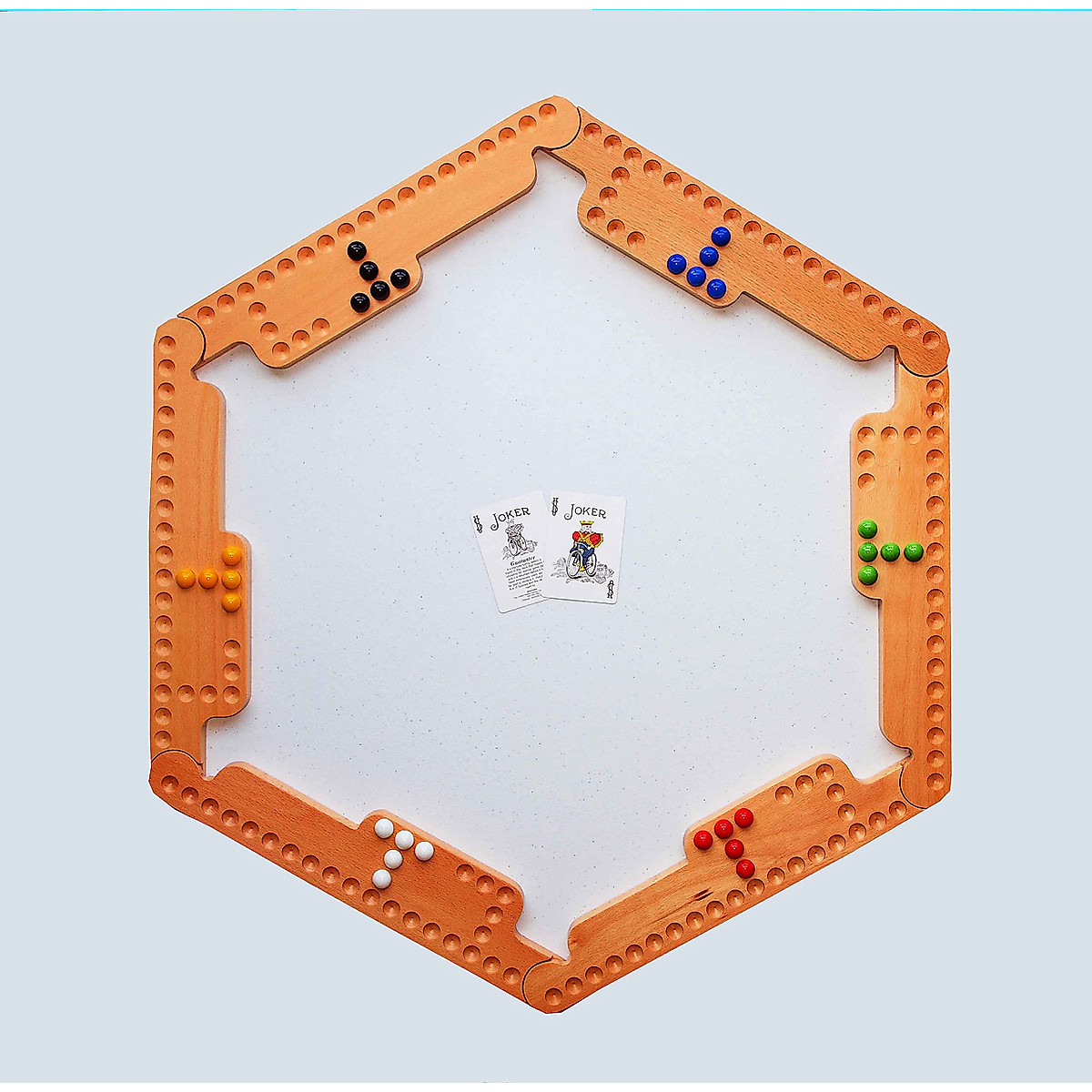 Udderly Awesome Jokers and Marbles Wooden Board Game | 2-8 Player Marble Board Game Setup | Also Known as Pegs and Jokers | A Holiday and Family Favorite Wooden Board Game