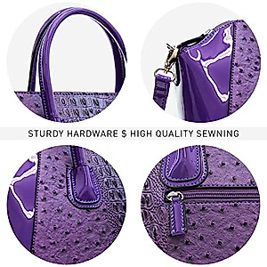 Dasein Pattern Faux Leather Satchel bag Women Shoulder bag with Removable Strap (Black)