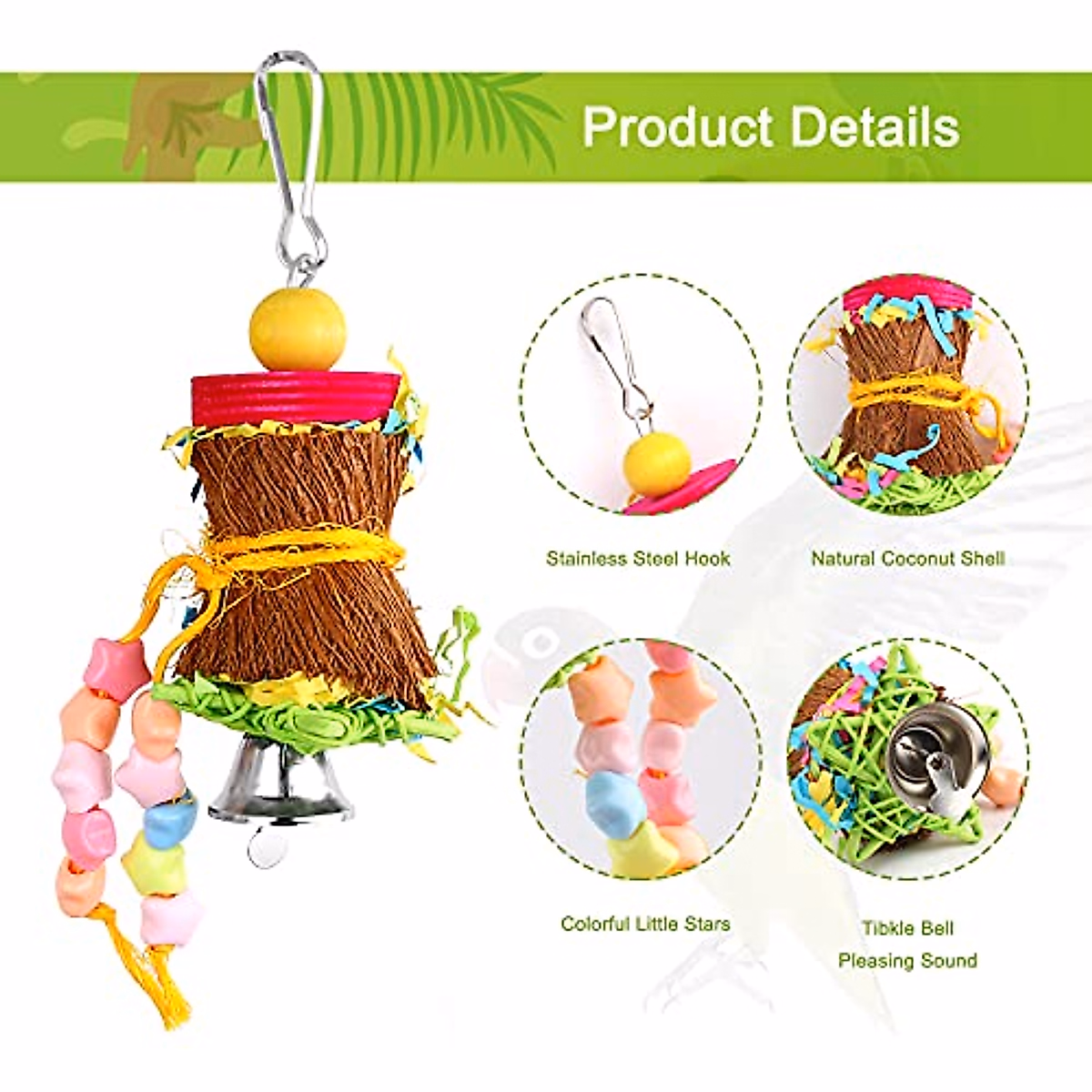 YUEPET 4 Pack Bird Shredder Toys Small Parrot Chewing Toys Parrot Cage Foraging Hanging Toy for Small Bird Parakeets Parrotlets Lovebirds Cockatiels