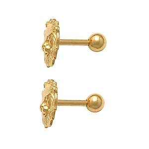 OIDIMS Lion Stud Cartilage Earrings for Women Men Screw Black Small 925 Sterling Silver Punk Animal Crown Personalized Punk Tiny Animal Helix Tragus Dainty 18g Body Piercing Barbell Jewelry Gift Xmas