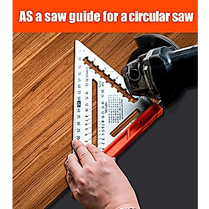 RONGPRO Multifunctional Rafter Square, 7 Inch Triangle Carpenter Square Die-cast Aluminum Alloy, Rafter Square Layout Tool - Aluminum