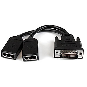 StarTech.com DMS-59 to DisplayPort - 8in - DMS 59 to 2x DP - Y Cable - DMS-59 Adapter - DisplayPort Splitter Cable - LFH Cable (DMSDPDP1),Black