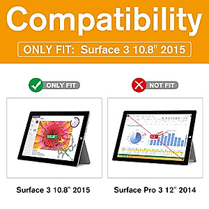 ProCase for Microsoft Surface 3 Case - Premium Folio Cover for Microsoft Surface 3 (10.8")(2015 Release), Built-in Stand with Multiple Viewing Angles, Exclusive for Surface 3 10.8 inch (White/Black)