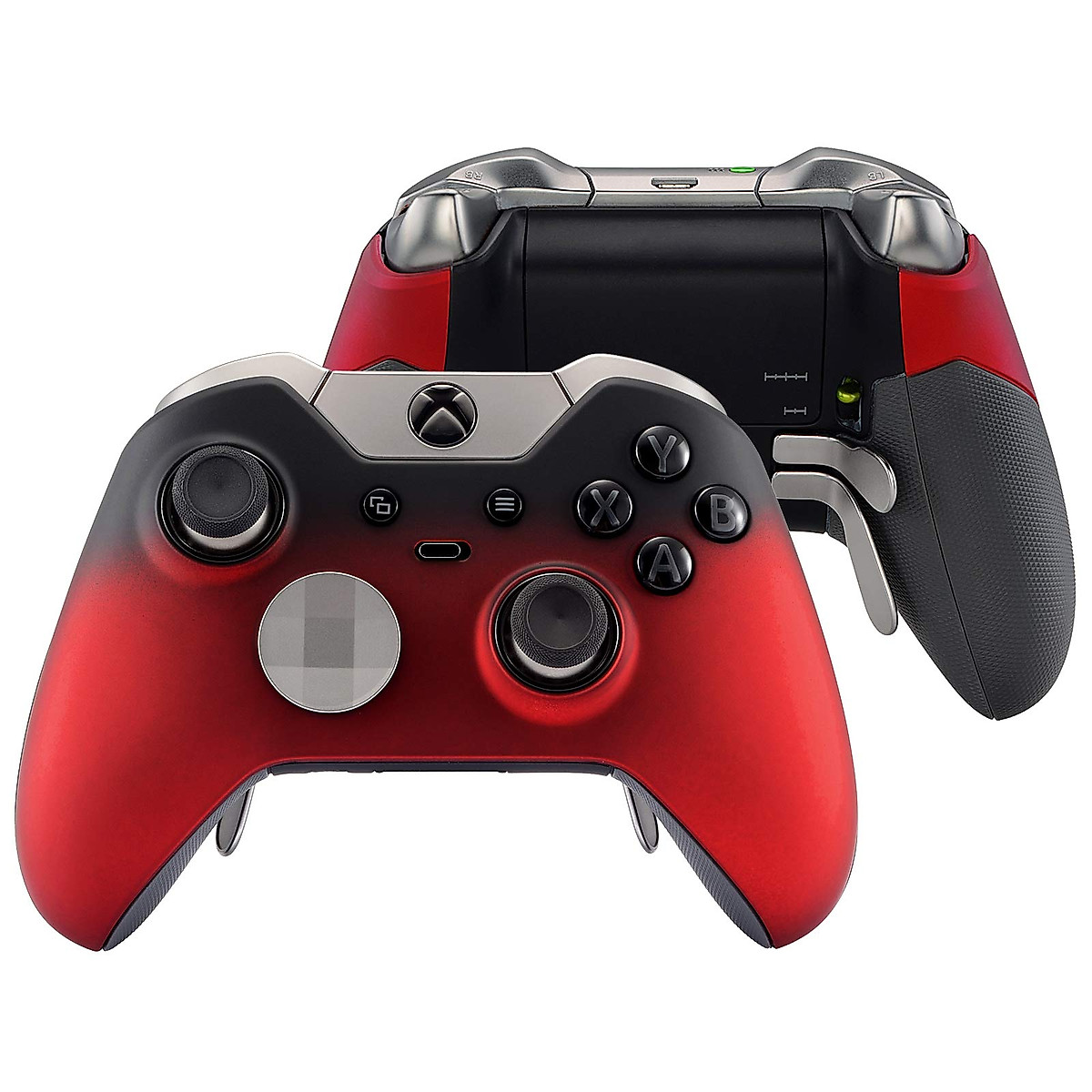 eXtremeRate Shadow Red Replacement Faceplate Shell Side Rails for Xbox One Elite Controller (Model 1698) - Controller & Back Shell NOT Included