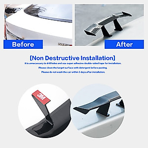 2 PCS Car Mini Spoiler Wing,6.7 Inch Car Tail Wing Mini Auto Carbon Fiber Texture Decoration Without Perforation,Universal Mini Tiny Trunk Spoiler Auto exteriores Rear Tail Wings for Most Cars