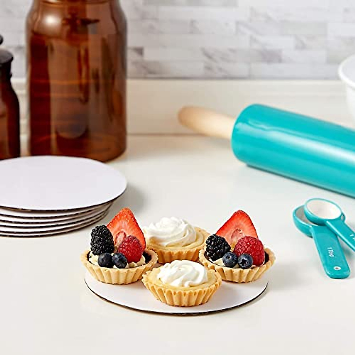 12-Pack Round 6 Inch Cake Boards, Disposable Cake Platter Board Base Tray, Cardboard Circles for Cake Plate Accessories, Cake Decorating Supplies for Desserts and Bakery (White)