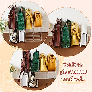 Taiyin Purse Handbag Organizer Clear Plastic Bag Organizer for Closet 13 x 6 x 5 Inches 4 Sections Shelf Divider Closet Organizers and Storage File Sorter Stand Holder Bookshelf(2 Pcs)