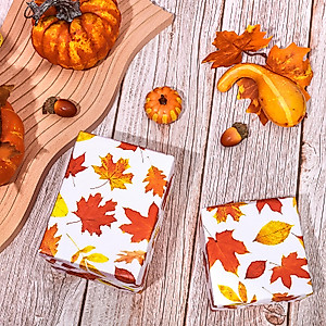 Whaline 100 Sheet Fall Leaves Tissue Paper Bulk Watercolor Maple Leaves Art Tissue Autumn Leaves Wrapping Tissue Paper for Thanksgiving Baby Shower Wedding Gift Wrapping DIY Crafts, 19.6 x 13.7 Inch