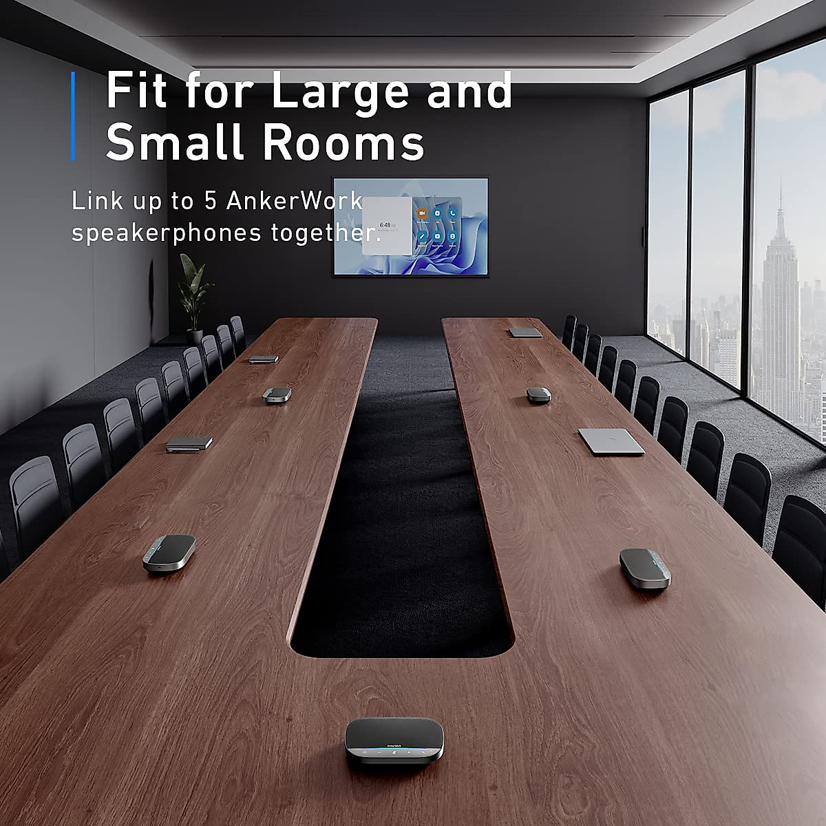 Anker PowerConf Bluetooth Speakerphone & AnkerWork SR500 Conference Speaker and Microphone with Deep Learning, 6 Mics, Enhanced Voice Pickup, 24H Call Time, AI Noise Cancellation