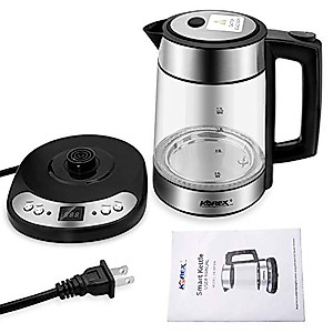 Korex Smart Electric Water Kettle Glass Heater Boiler Suitable for WIFI APP Alexa Google Home Assistant 1.7 L Great for Coffee Tea Milk With Overheat Protection Temperature Control