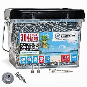 #10 x 3 Inch Stainless Steel Deck Screws 1750 Pieces | T25 Star Torx Drive Flat Head | 304 Grade Stainless Steel Wood Screws High Corrosion Resistance by Allen's Trading Co. Eagle Claw Fasteners