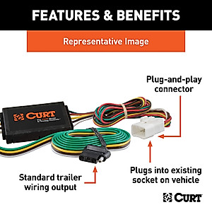 CURT 56040 Vehicle-Side Custom 4-Pin Trailer Wiring Harness, Fits Select Subaru Ascent, Forester, Outback, Crosstrek, XV , Black