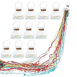 10 Pack Colorful No Mess Party Poppers, Confetti Throw Streamers for Wedding Send Off (2.5 In)
