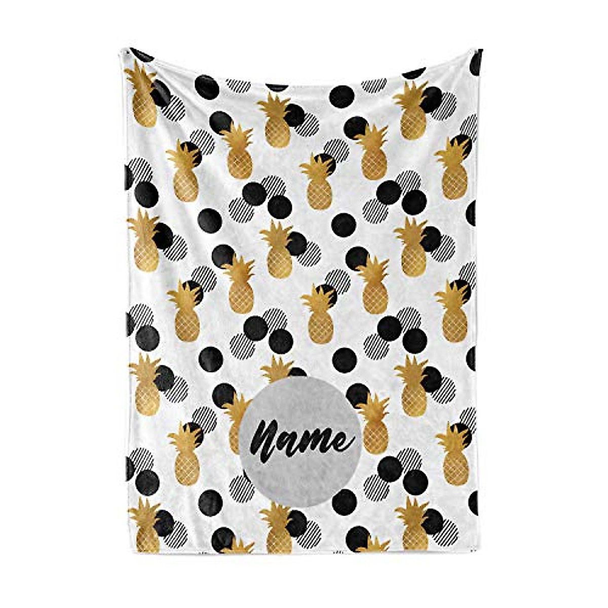 Personalized Corner Customized Pineapple Pattern Fleece Throw Blanket - Warm Lightweight Gifts Blankets for Moms Women Girls Daughter Grandma