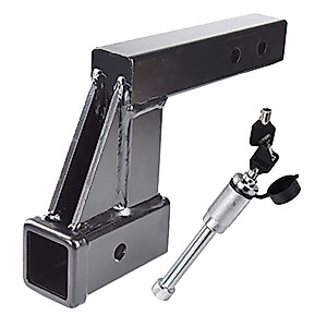 TOPTOW 2-inch Receiver Trailer Hitch Extension Riser with 6-inch Rise/Drop, 2-inch Solid Shank, 10000lbs Capacity with Hitch Lock Chrome