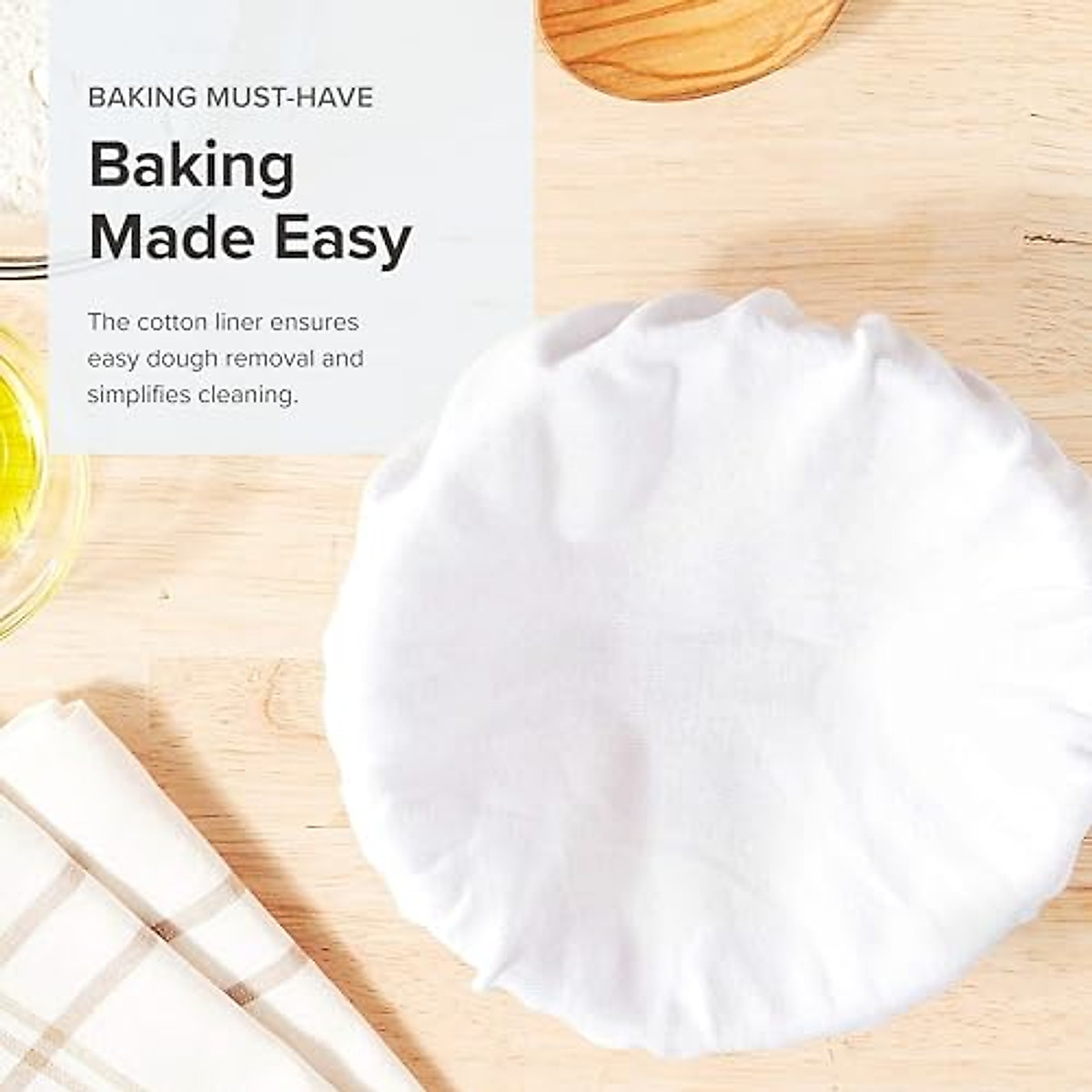 Frieling USA Brotform Round Bread Rising Basket and Liner, 8.5-Inch