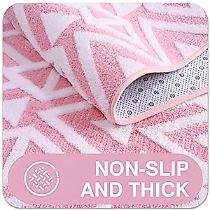 Ompaa Ultra Soft Shaggy Rugs Memory Foam Bedroom Carpet, Pink 4 x 6 Feet, Plush Geometric Textured Area Rugs for Living Room Couch Dorm Bedside Kids Girls Teens Room Nursery Decor Floor Mat