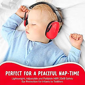 Baby Hearing Protection Earmuffs with Noise Reduction - Lightweight, Adjustable and Foldable NRR 20dB Safety Ear Protection for Infants to Toddlers (3 Months to 2 Years)
