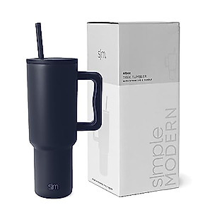 Simple Modern 40 oz Tumbler with Handle and Straw Lid | Insulated Reusable Stainless Steel Water Bottle Travel Mug Iced Coffee Cup Gifts for Women Men Him Her Trek Collection 40oz Deep Ocean