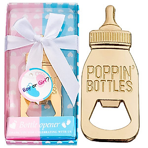 24Pack Baby Bottle Openers for Baby Shower Favors Gifts, Decorations Souvenirs, Poppin Bottles Openers with Gifts Box used for Guests Gender Reveal Party Favors (24, Blue and Pink)