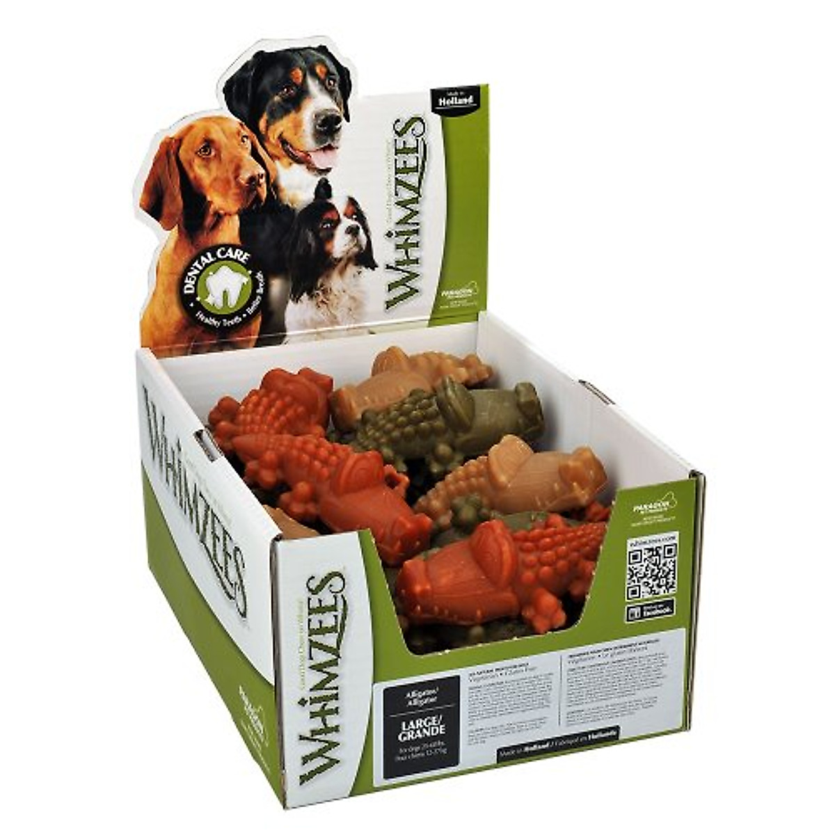 Paragon Whimzees Alligator Dental Chews for Large Dogs, 30 CT