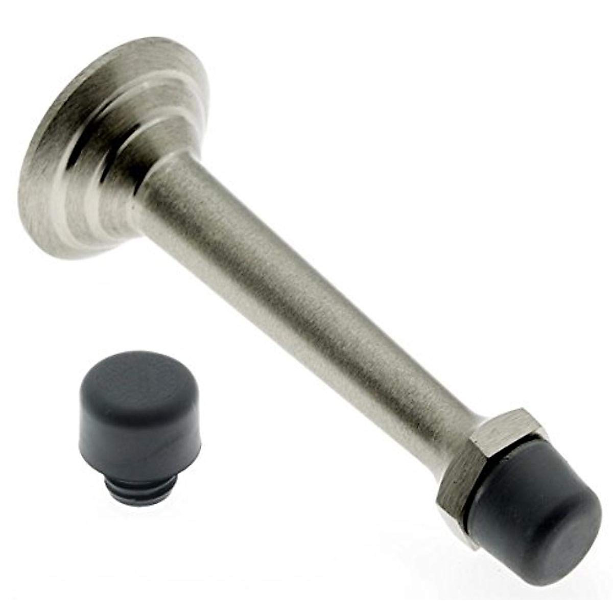 IDHBA idh by St. Simons 13013-015 Premium Quality Solid Brass Fancy 3-Ring Baseboard Door Stop, 3-3/4-Inch, Satin Nickel