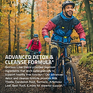 Bronson Liver Detox Advanced Detox & Cleansing Formula Supports Health Liver Function with Milk Thistle, Dandelion Root, Turmeric, Artichoke Leaf & More, Non-GMO, 180 Vegetarian Capsules