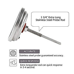 BBQ Grill Temperature Gauge Waterproof Large Face for Kamado Grill Joe Barbecue Charcoal Grill Stainless Steel 150-900°F Cooking Thermometer for Oven Wood Stove Accessories Tool Set Up Easy (White)