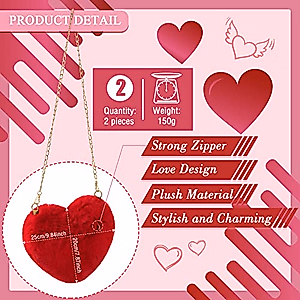 Saintrygo 2 Pcs Heart Purse for Women Girls Heart Fluffy Purses Fur Shoulder Bag Crossbody Purses with Gold Chain (Red and Black)