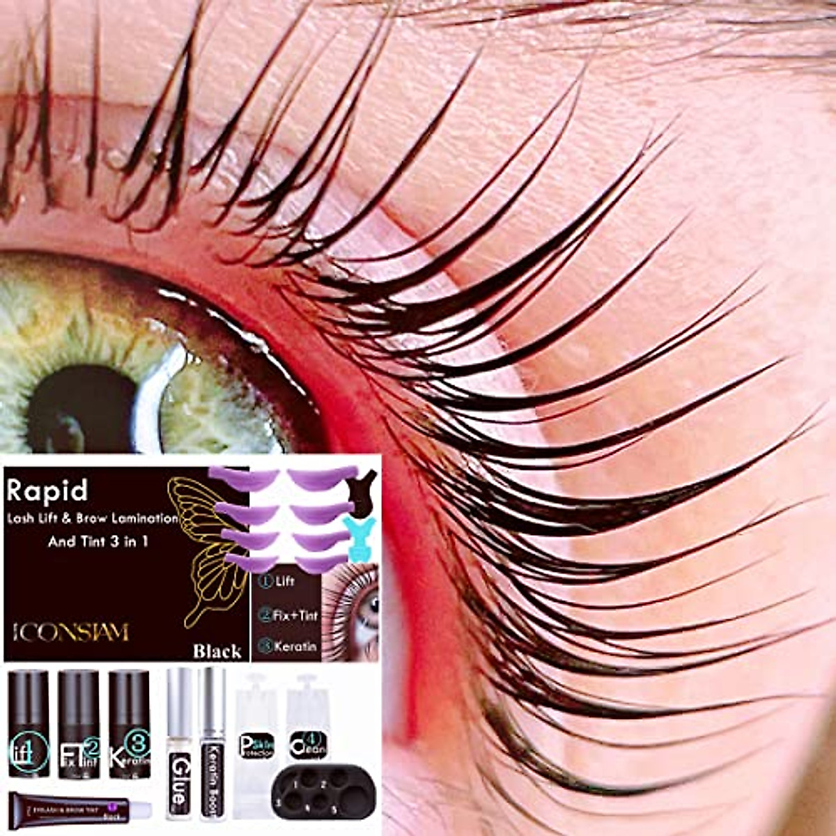 Lash Lift And T-i-n-t Kit, Lash Lift With(D-y-e), 10ml Eyelash Perm With Black Stain, Keratin EyeLash Lifting, Brow Lamination with Darker Look Be Voluminous 6 Weeks-10 Applications