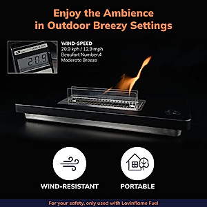 LOVINFLAME Mountain Tabletop Fire Pit for Indoor and Outdoor, Wind Resistant Tabletop Fireplace for Balcony and Patio Decor, Smokeless Fire Pit Only Used with LOVINFLAME Ethanol-Free Fuel