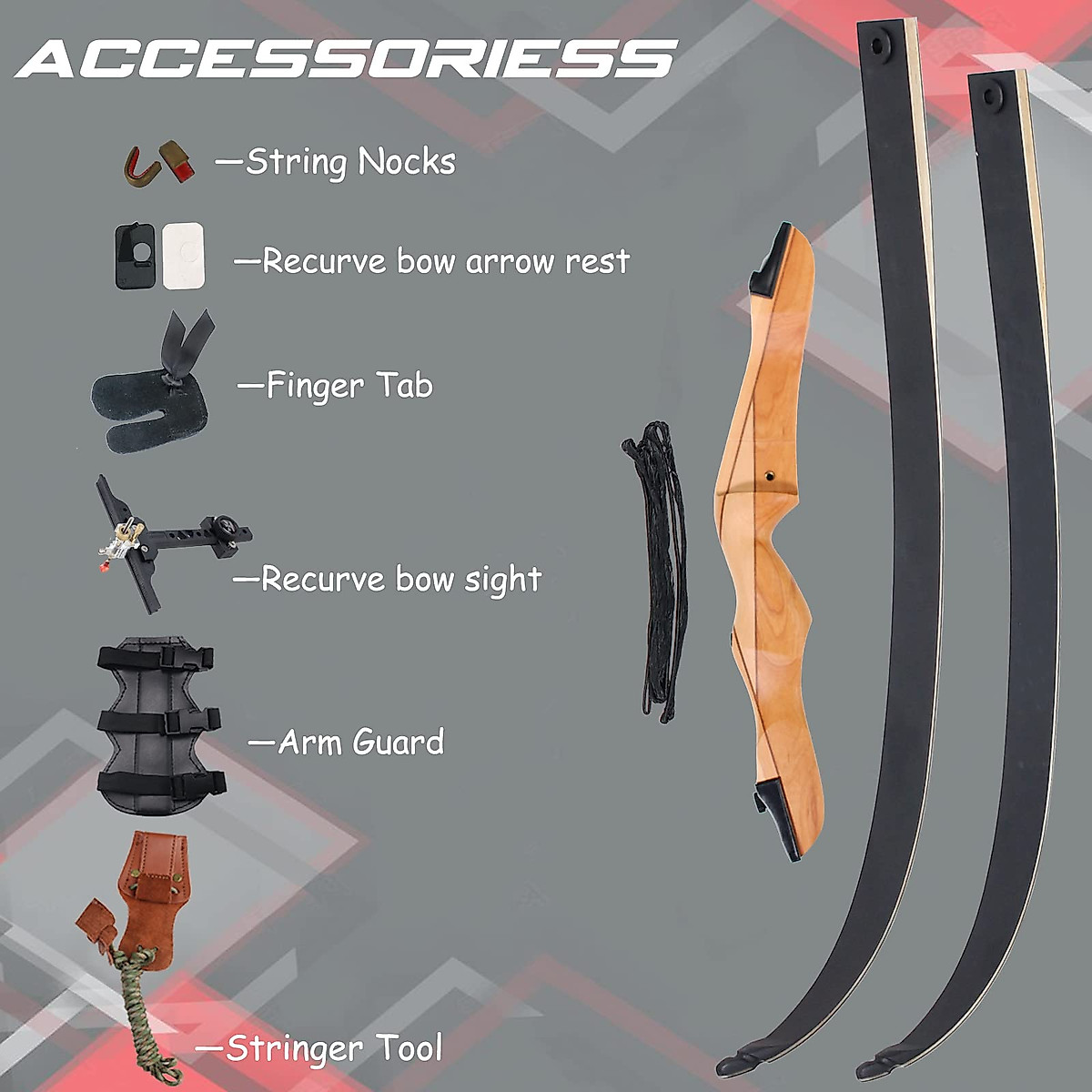 SinoArt 70" Takedown Recurve Bow Adult Archery Competition Athletic Bow Weights 14-40 LB Right Handed Archery Kit for Outdoor Training Hunting Shooting(24LBs, Right Hand)