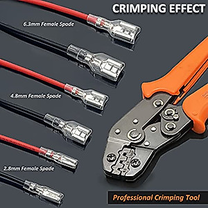 Tnisesm 640Pcs 2.8/4.8/6.3mm Male and Female Spade Connector & Bullet Connectors Terminals Wire Crimp Terminal with Insulating Sleeve Assortment Kit for Car Audio Speaker Electrical Wiring TN-02-2