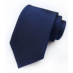 Elfeves Navy Blue Gingham Seft Ties Woven Narrow Party Cool Italy Necktie 3.15" for Men