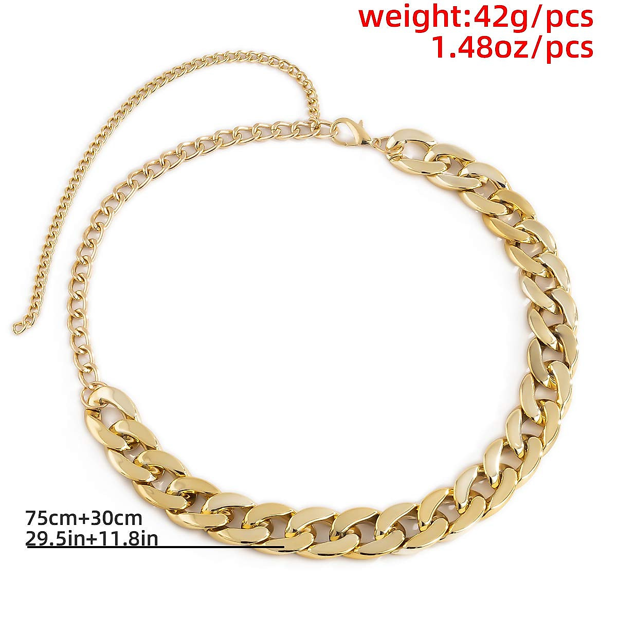 Aimimier Punk Cuban Link Chain Waist Chain for Dress Sexy Belly Chain Belt Chunky Wallet Chain Pocket Chain for Women and Girls (Gold)