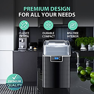 Ice Maker Nugget with Soft & Chewable Ice, 44 lbs/24 Hours Portable Nugget Pellet Ice Maker Countertop, 2 Minutes per Round and 45dB, Suitable for Home/Bars/Restaurants
