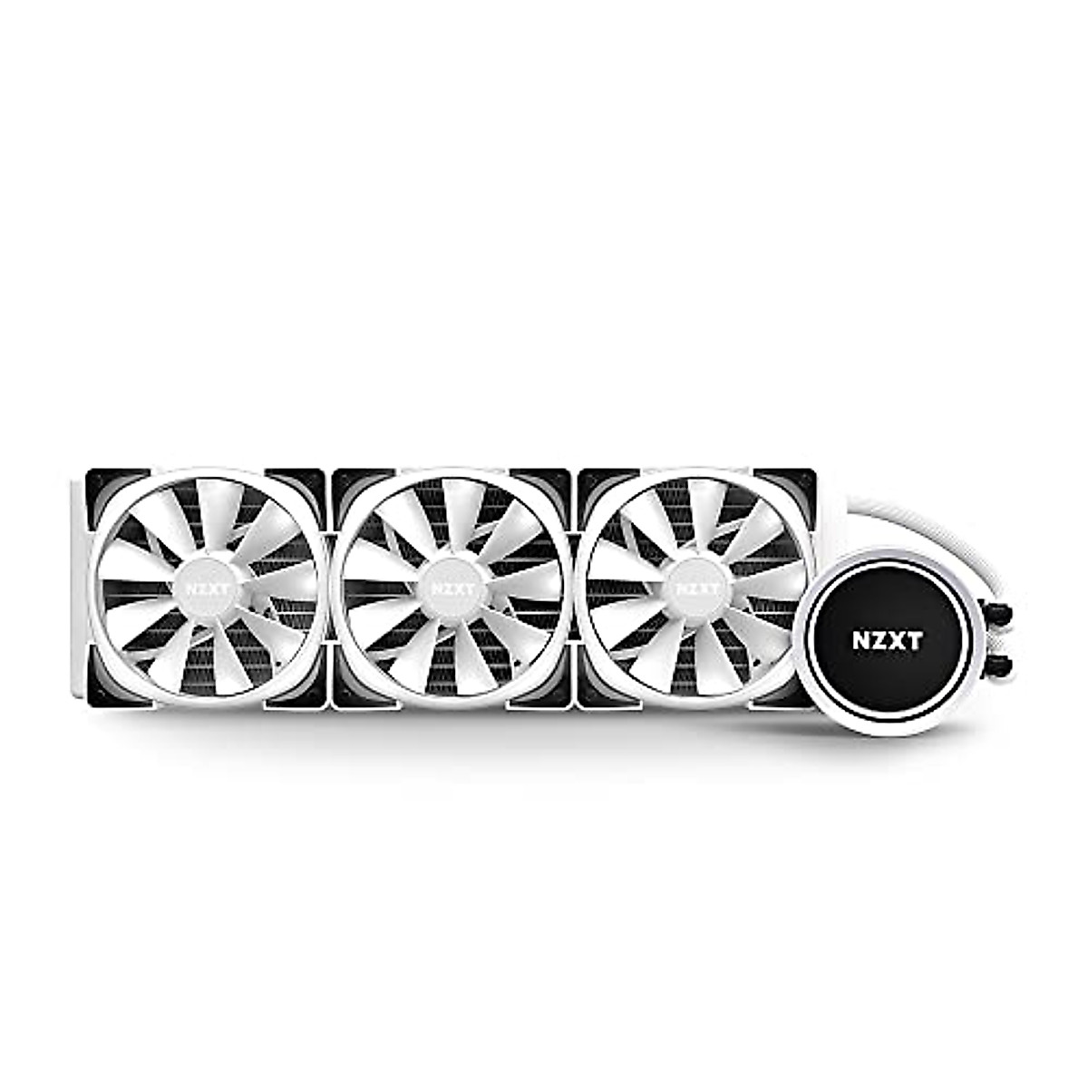 NZXT Kraken X73 RGB 360mm - RL-KRX73-RW - AIO RGB CPU Liquid Cooler - Rotating Infinity Mirror Design - Powered by CAM V4 - RGB Connector - AER RGB V2 120mm Radiator Fans (3 Included) - White
