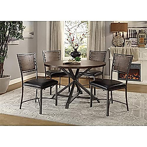 Homelegance Fideo 45" Round Industrial Style Dining Table, Pine,Brown