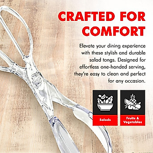Chef Craft Premium Salad Scissor Tongs, 11 inches in length, Clear