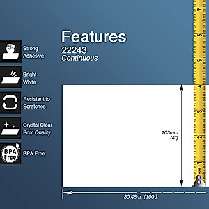 BETCKEY - Compatible Continuous Labels Replacement for Brother DK-2243 (4 in x 100 ft), Use with Brother QL Label Printers [6 Rolls]